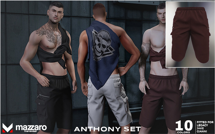 Second Life Marketplace - [Mazzaro] Anthony Shorts - 04 (Packed)